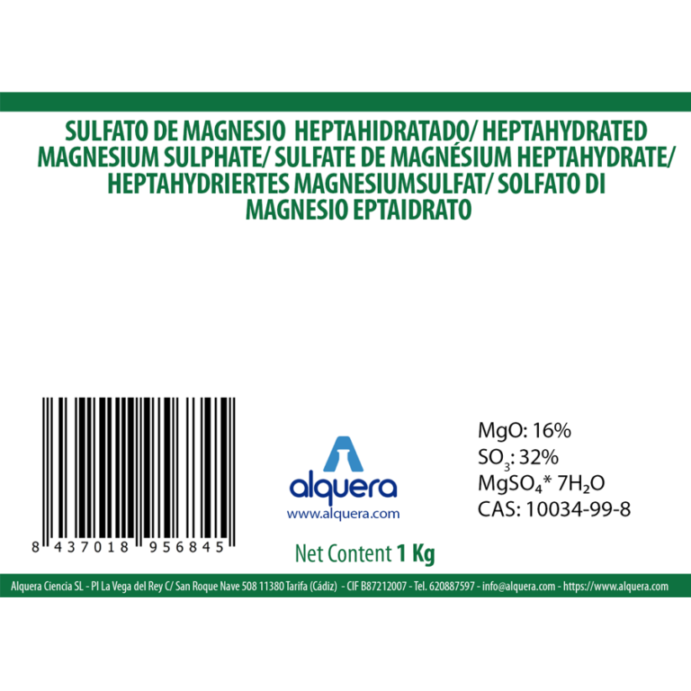 Sulfato de Magnesio : Comprar Online - Alquera.com